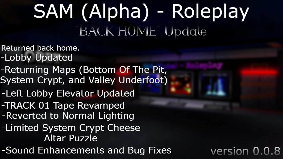 Back Home Update | Roblox SAM (Alpha) Wiki | Fandom