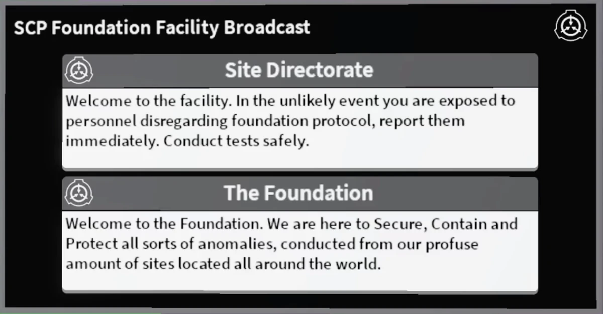 Facility Broadcast | SCP: Roleplay Wiki | Fandom