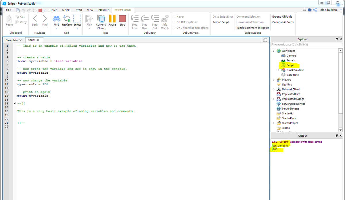 Variables | Roblox Scripters Wiki | Fandom