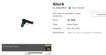 Glock (Gamepass) | Roblox The Streets Ideas Wiki | Fandom