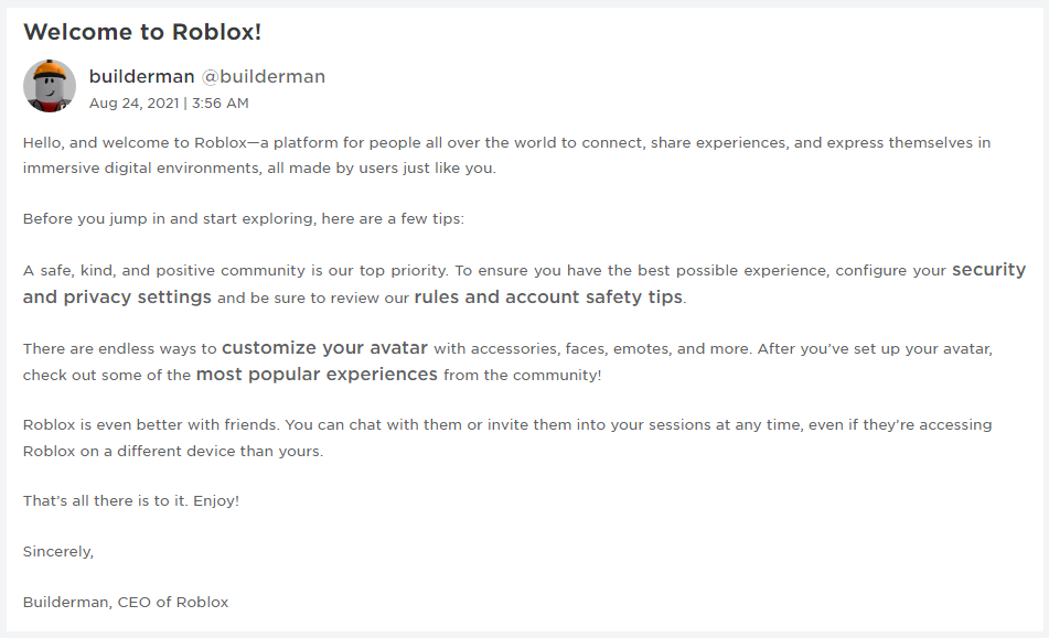Messages | Roblox Wiki | Fandom