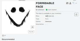 Formidable Face | Roblox Creepypasta Wiki | Fandom