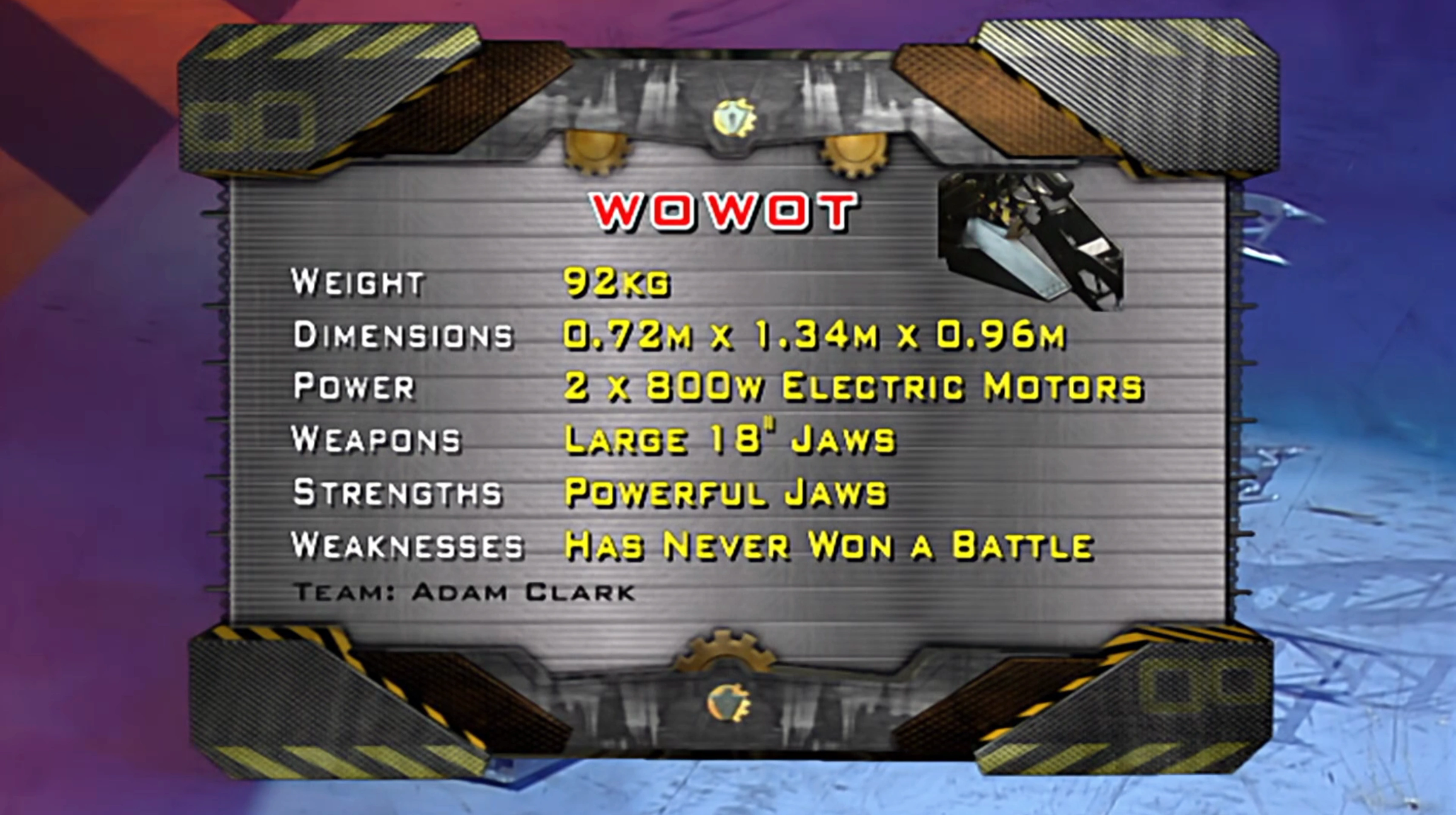 Wowot - Robot Wars Wiki - Robot Wars Extreme, BBC