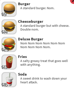 Nomburger Menu | RoCitizens Wiki | Fandom