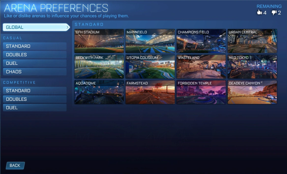 Arena Preferences | Rocket League Wiki | Fandom