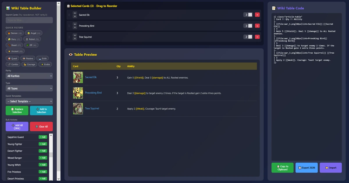 Rogue Adventure Tools/Table Builder | Rogue Adventure Wiki | Fandom
