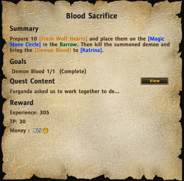 Blood Sacrifice | Runes of Magic Wiki | Fandom