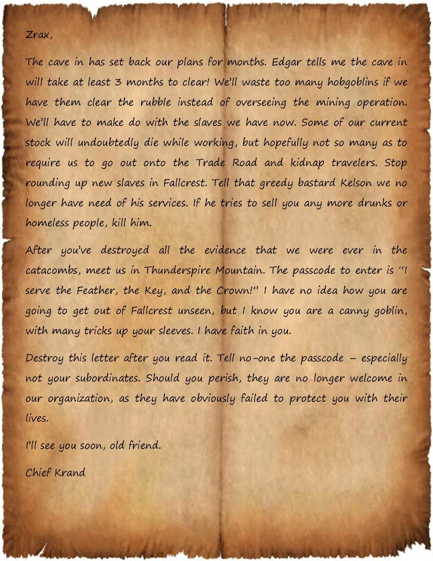 A letter from Chief Krand to Zrax | RPG | Fandom