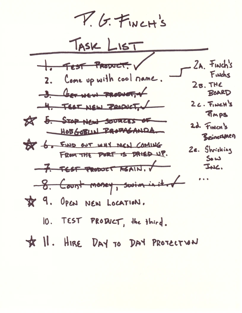 Finch's Task List | RPG | Fandom