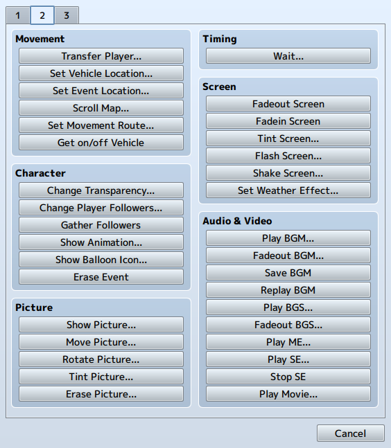 Image list of event commands | RPG Maker Wiki | Fandom