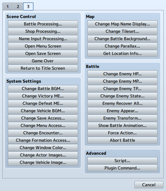 Image list of event commands | RPG Maker Wiki | Fandom