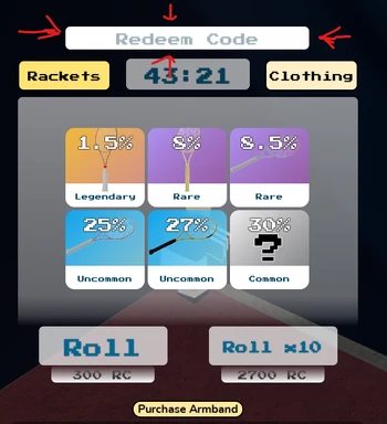 Codes | RS Tennis roblox Wiki | Fandom