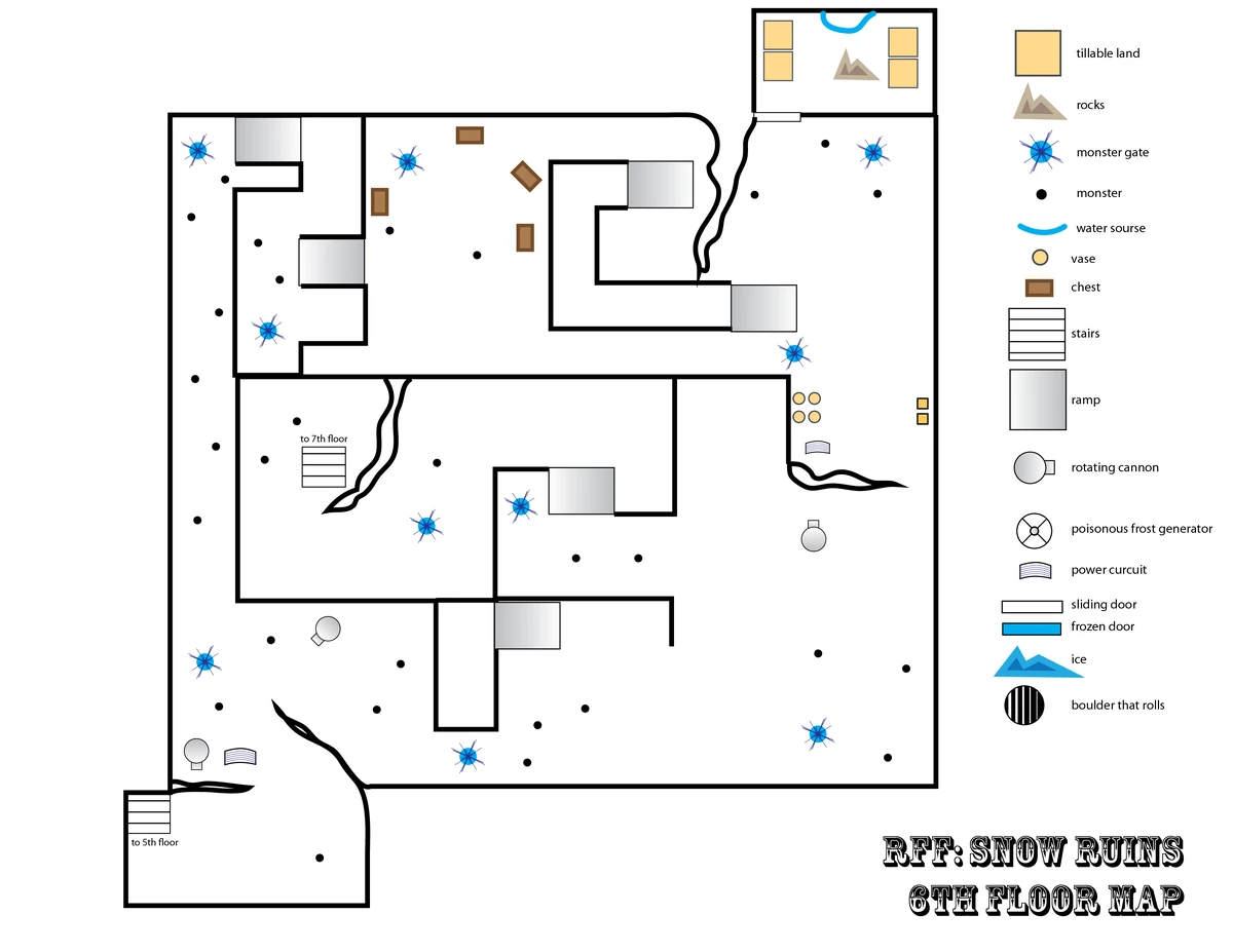 Snow Ruins B6F line map | Rune Factory Frontier | Fandom