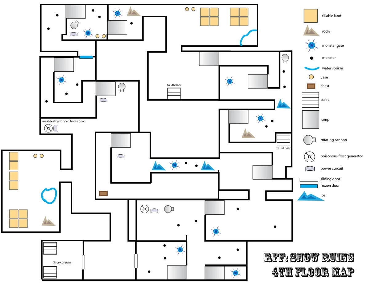 Snow Ruins B4F line map | Rune Factory Frontier | Fandom