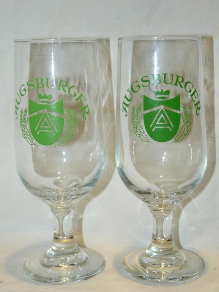 Vintage Set of 2 10oz Augsburger Pilsner Beer Cut Stem Bar Glasses ...