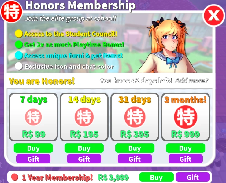Honors Membership | Sakura High Wiki | Fandom
