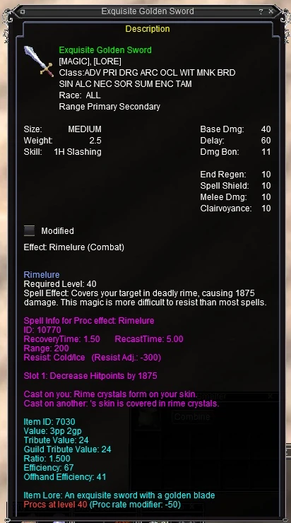 Exquisite Golden Sword | Sanctuary EQ Wiki | Fandom