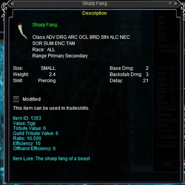 Sharp Fang | Sanctuary EQ Wiki | Fandom