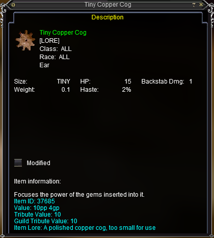 Tiny Copper Cog | Sanctuary EQ Wiki | Fandom