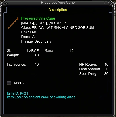 Preserved Vine Cane | Sanctuary EQ Wiki | Fandom