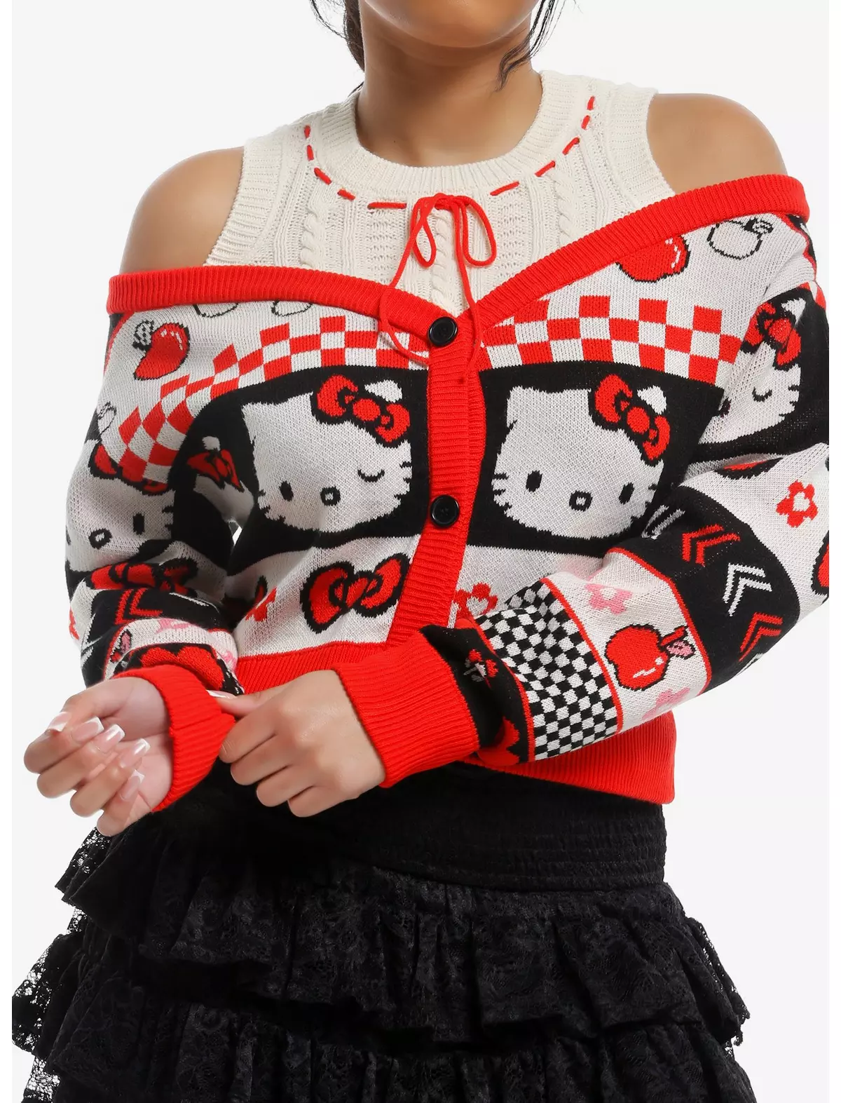 Hello Kitty Girls Cold-Shoulder Cardigan | Sanrio Merch Wiki | Fandom