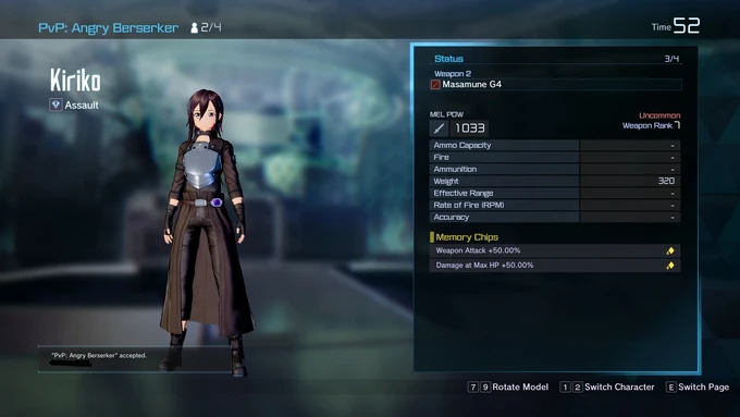 Kirito (GGO) | Sword Art Online : Fatal Bullet (Hero Mode PvP Info ...