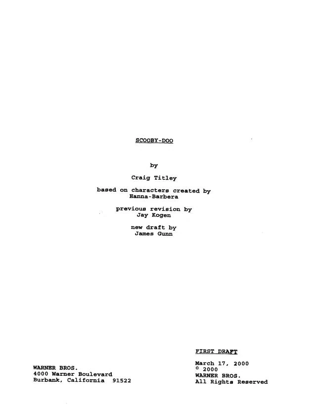 Scooby-Doo (March 17, 2000 draft) | Scooby-Doo: The Movie Wiki | Fandom