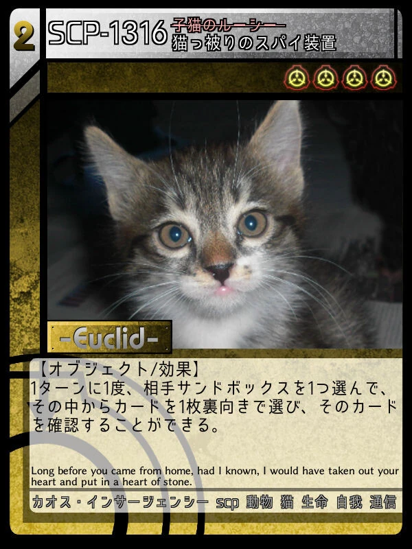 SCP-1316 子猫のルーシー 猫っ被りのスパイ装置 | Scptcgjpj Wiki | Fandom