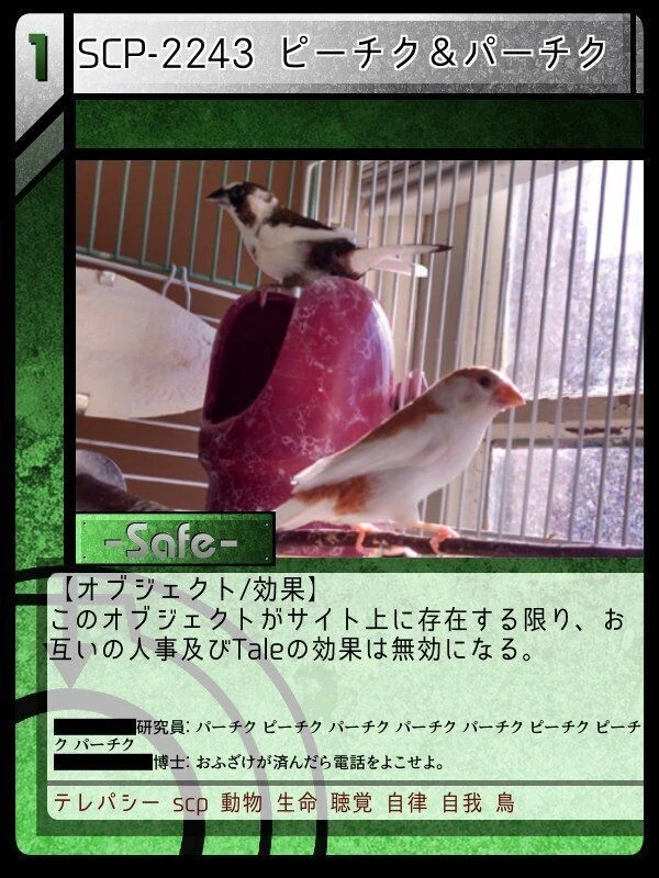 SCP-2243 ピーチク＆パーチク② | Scptcgjpj Wiki | Fandom