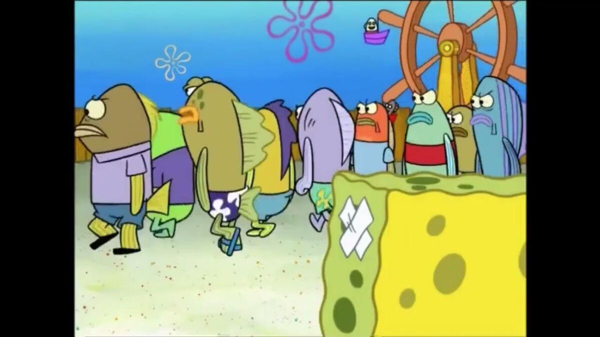 Bikini Bottomites Leaving SpongeBob Stuck in the Wringer Scene ...