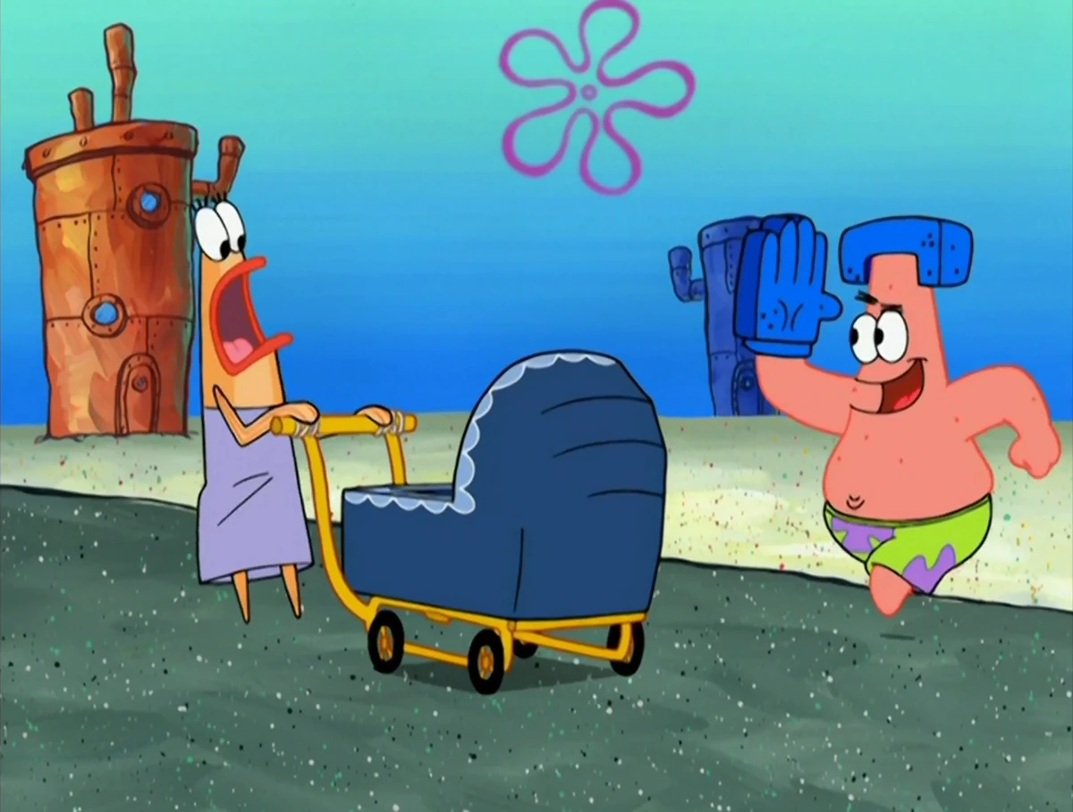 Patrick almost karate chopping a baby scene | ScumBob Wiki | Fandom