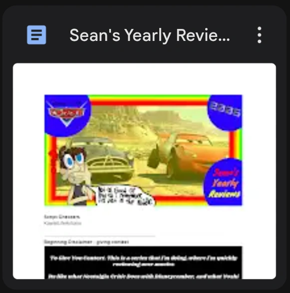 Sean's Yearly Reviews: Cars/Original Script | Sean S/Garyfan Wiki | Fandom
