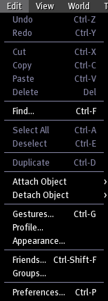 Edit Menu | Second Life Wiki | Fandom
