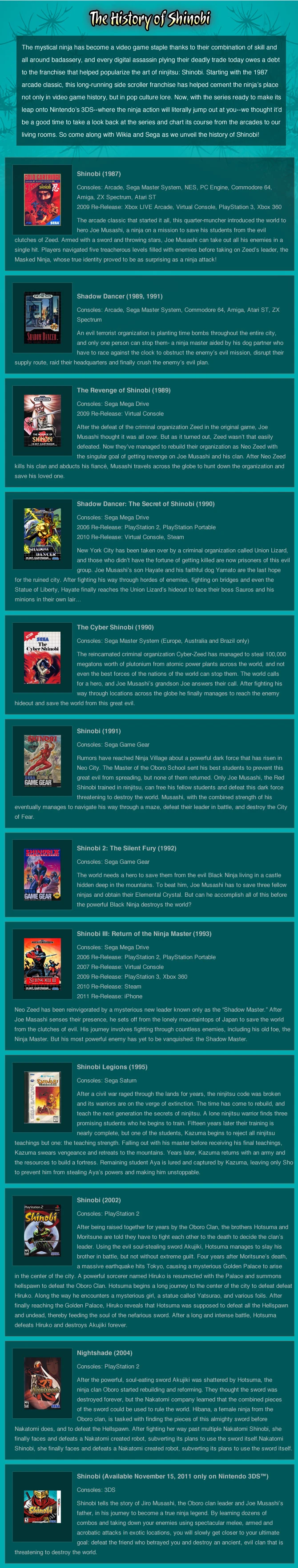 User blog:SEGA of America, Inc./The History of Shinobi | Sega Wiki | Fandom