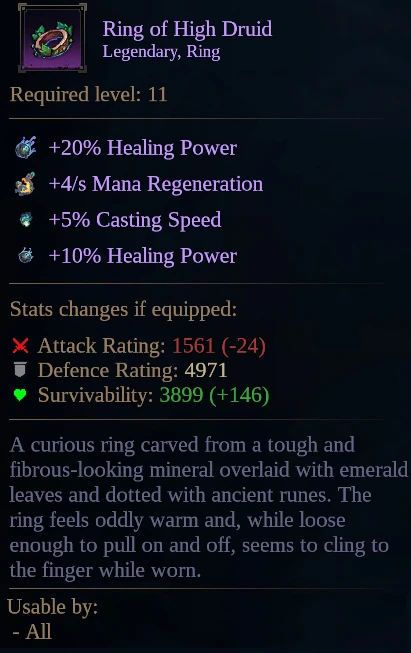 Ring - Legendary - Ring of High Druid | Shadows Awakening Wiki | Fandom