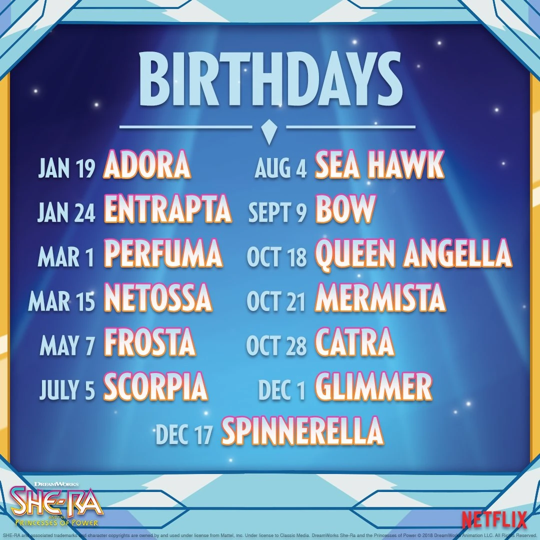 Birthdays | She-Ra and the Princesses of Power Wiki | Fandom