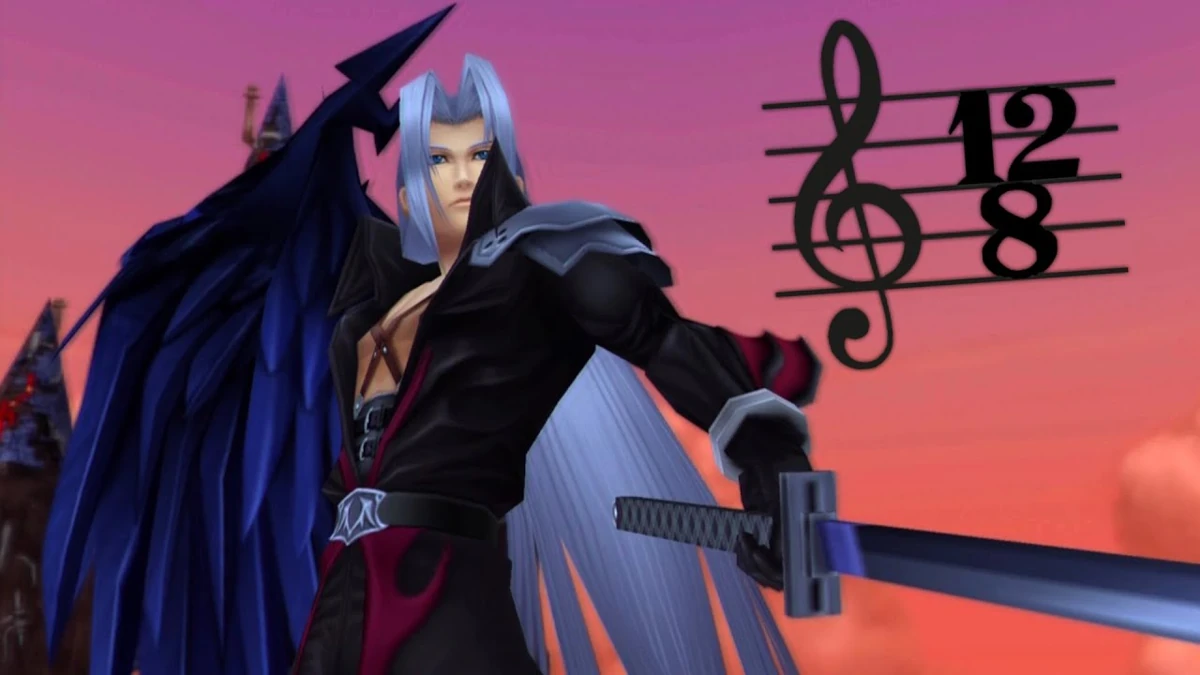 One-Winged Angel (Kingdom Hearts) but it's in 12/8 time signature ...