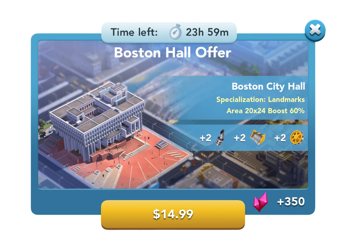 Boston Hall Offer | SimCity BuildIt Wiki | Fandom
