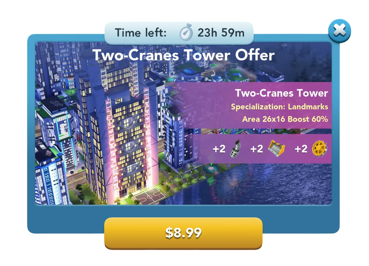 Two-Cranes Tower Offer | SimCity BuildIt Wiki | Fandom