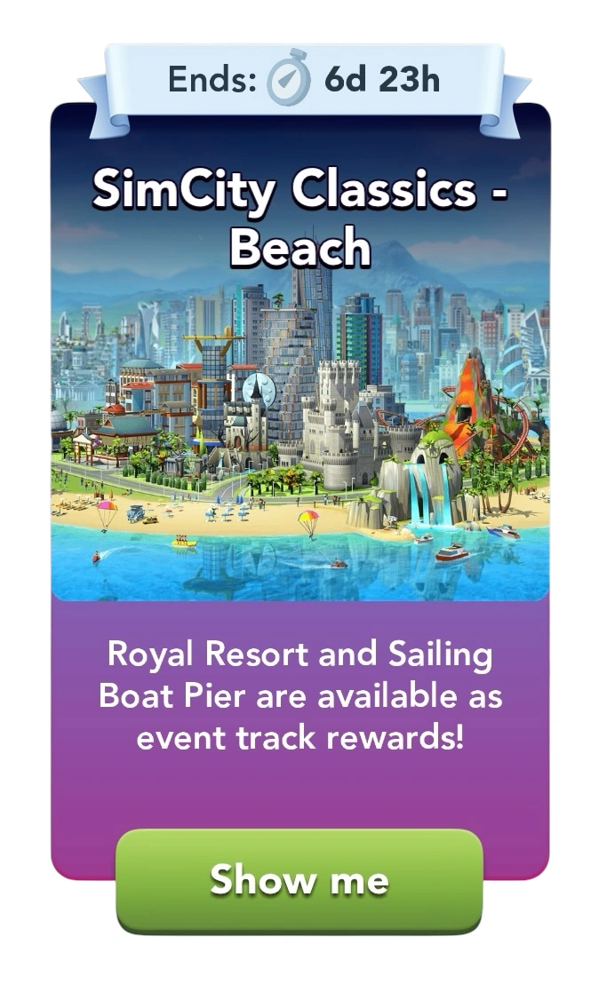 SimCity Classics - Beach (Event Track) | SimCity BuildIt Wiki | Fandom