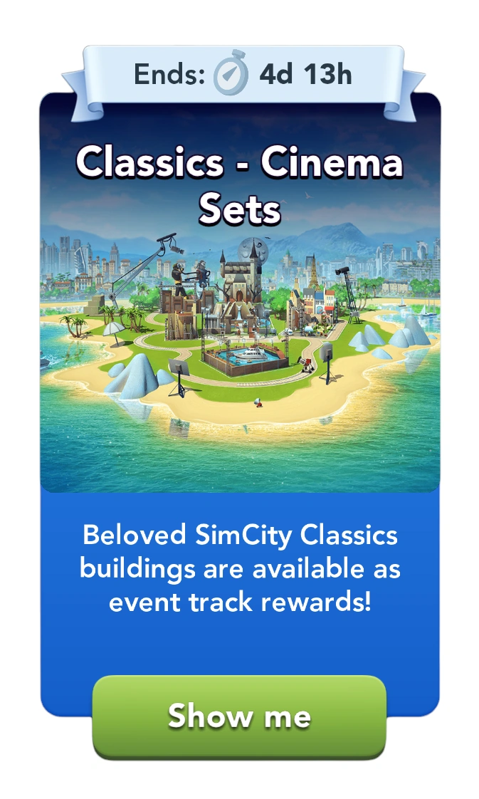 Classics - Cinema Sets (Event Track) | SimCity BuildIt Wiki | Fandom