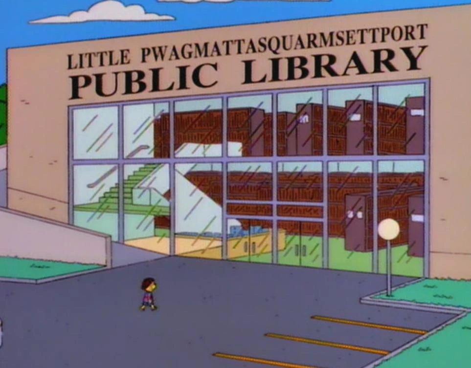 Little Pwagmattasquarmsettport Public Library | Simpsons Wiki | Fandom