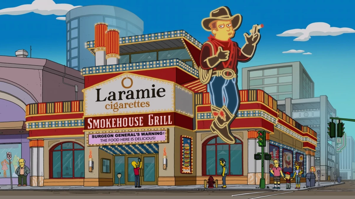 Laramie Cigarettes Smokehouse Grill | Simpsons Wiki | Fandom