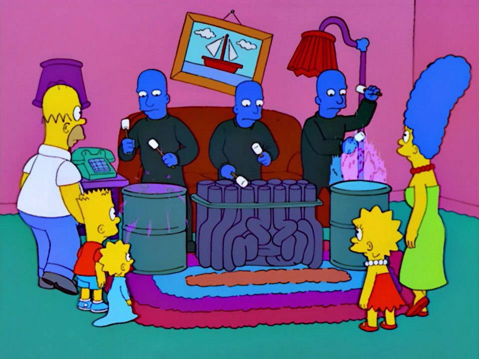 Blue Man Group couch gag | Simpsons Wiki | Fandom