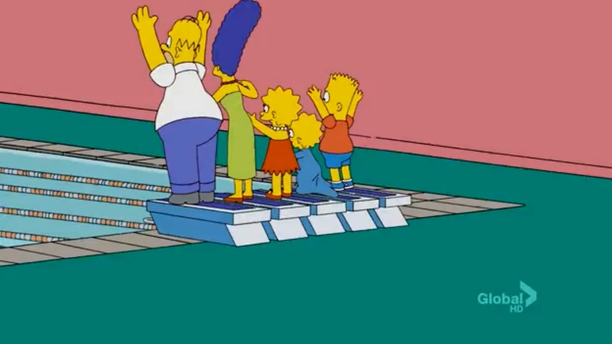Olympic Swimming Family couch gag | Simpsons Wiki | Fandom