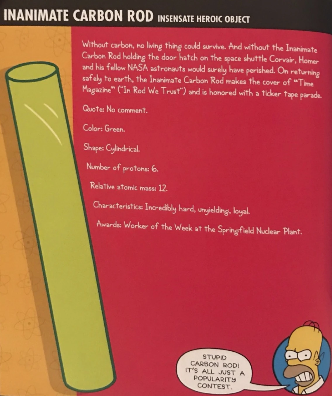 Inanimate Carbon Rod Factfile | Simpsons Wiki | Fandom