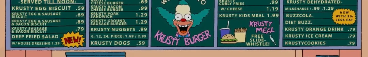 Krusty Burger Menu | Simpsons Fanon | Fandom