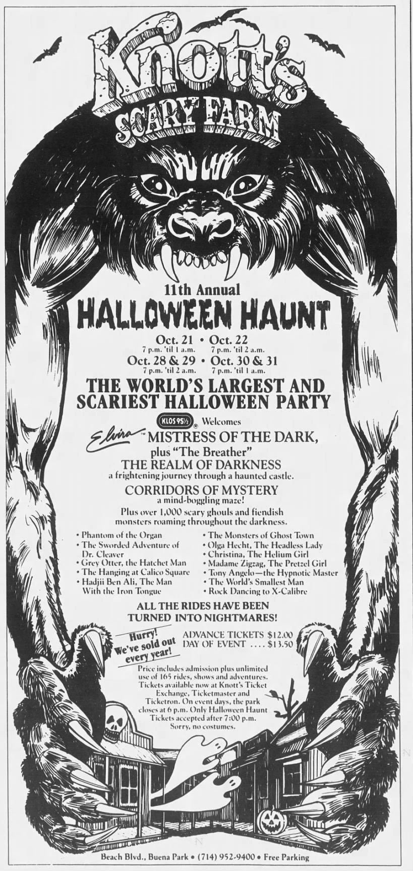 Knott's Scary Farm 1983 | Six Flags Wiki | Fandom