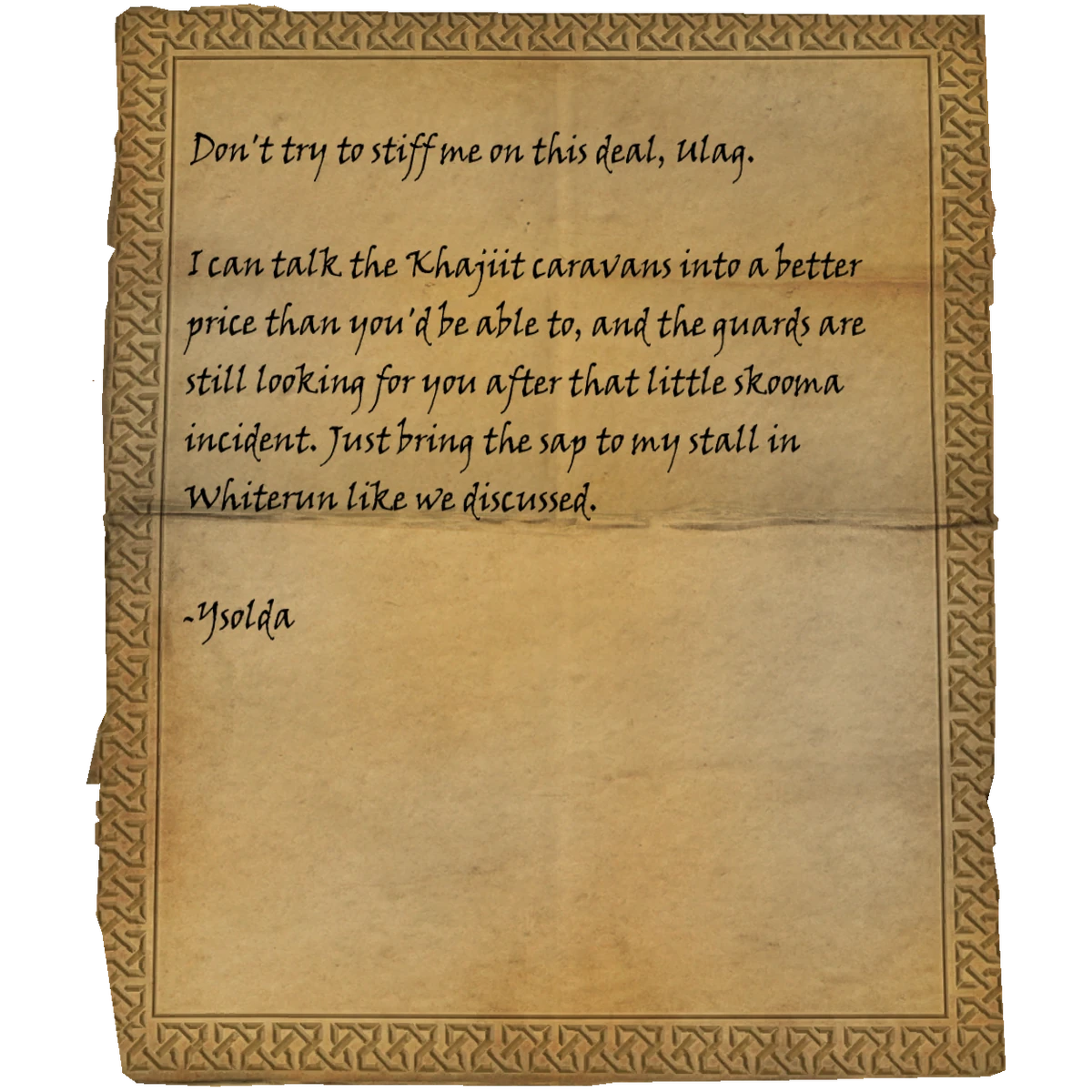 Ysolda's Message - Skyrim Wiki
