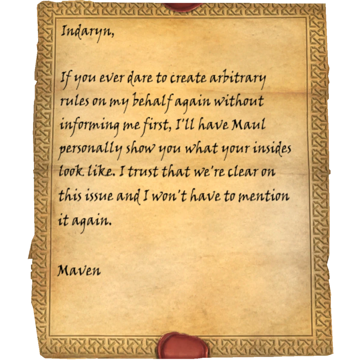 Note from Maven - Skyrim Wiki